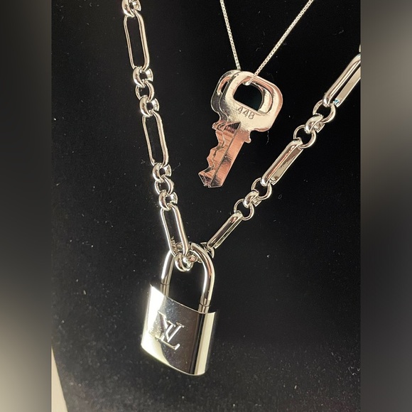 Louis Vuitton | Jewelry | Rare Palladium Louis Vuitton Padlock Necklace ...